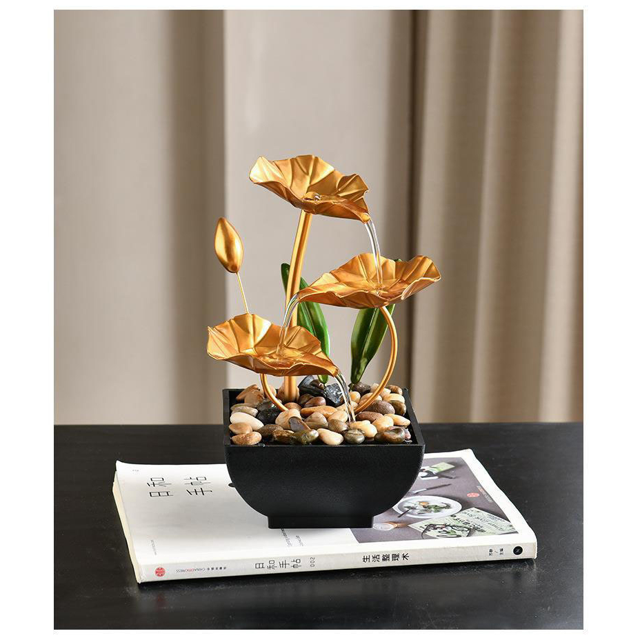 New Hoa Toc HCM - Golden lotus leaf pot with flowing water to decorate ...