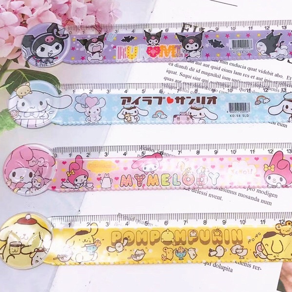 Sanrio Character Ruler 15cm My Melody, Kuromi, Cinnamoroll, Purin ...