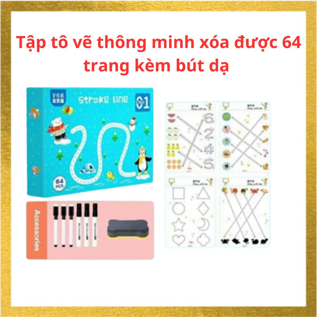 Combo 64-page erasable smart drawing book with markers - Educational ...