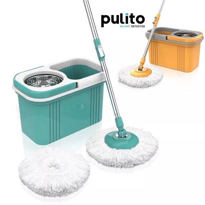 360 rotating mop with anti-rust stainless steel squeegee - square brush ...