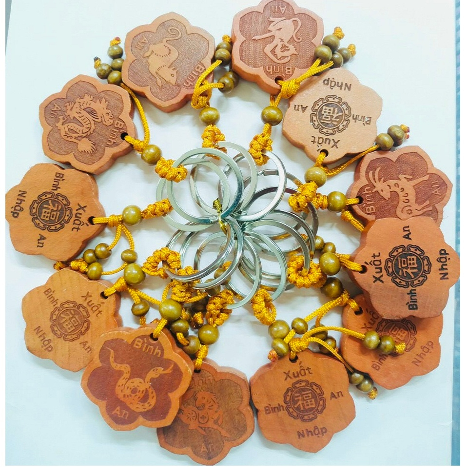 *Wholesale Stock*wooden KEYCHAIN 12 ZODIAC BEASTS IN LUCKY COTTON SHAPE ...