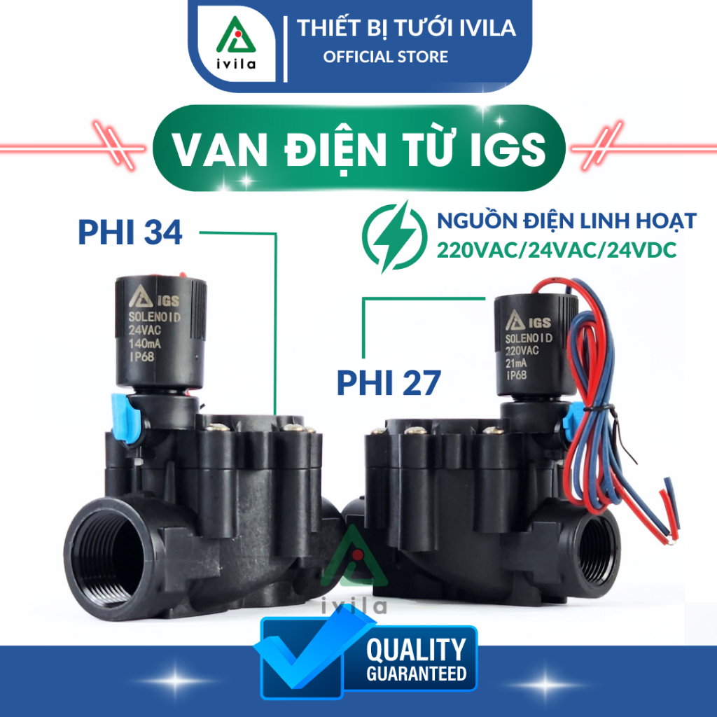 Ivila solenoid valve - IGS 21/27/34mm (1/2,3/4,1"), 220v/24v solenoid ...
