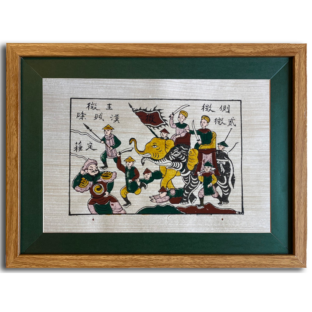 Dong Ho Painting of Two Ladies Fighting the Enemy Glass Frame - Gift ...
