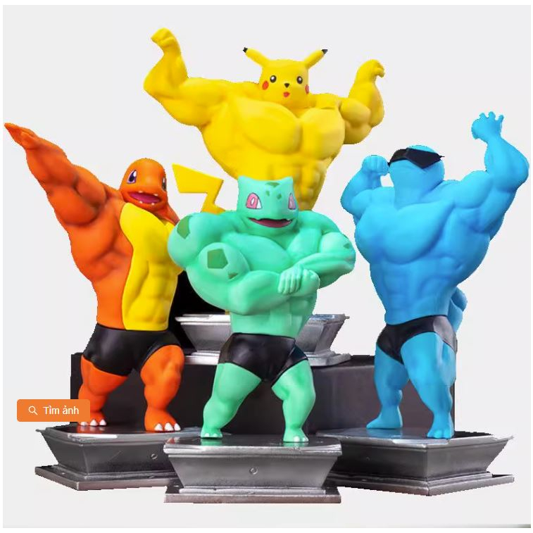 Character models of Pikachu, Charmander, Squirtle, Gangar, Muscular ...