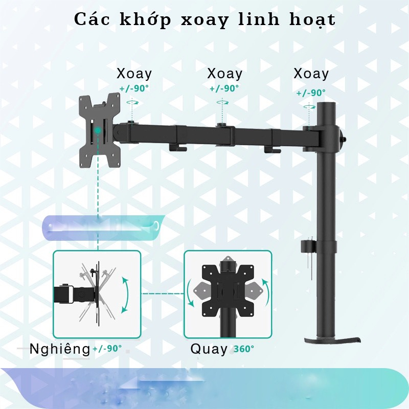 M051-computer Monitor Mount/Desk Clamp MH Stand/Perforated[17 – 27 Inch ...