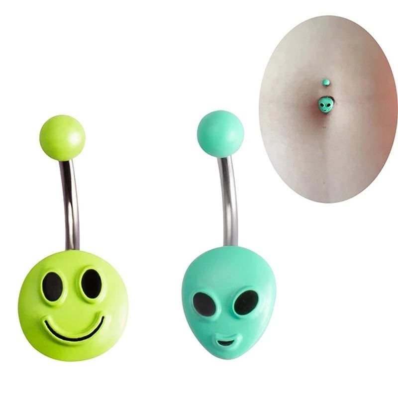 (1 Pc) Navel Piercing - Medical stainless steel piercing - - Alien ...