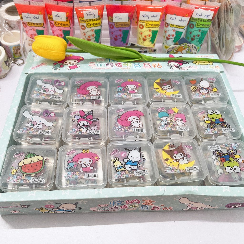 Sanrio stickers box of 12 transparent sheets to decorate cute notebooks ...
