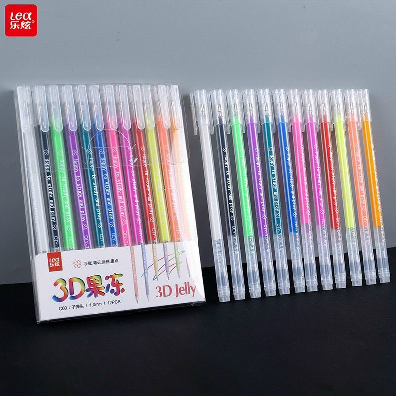 Jelly Ink Ballpoint Pen 3D Lea Matte Body 1.0mm (SET Of 12 Trees ...