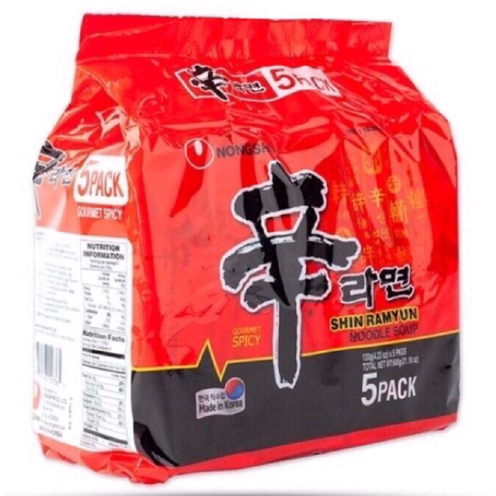 [5 Packs] Shin Ramyun Nongshim Korean Spicy Noodles (120g / Pack ...