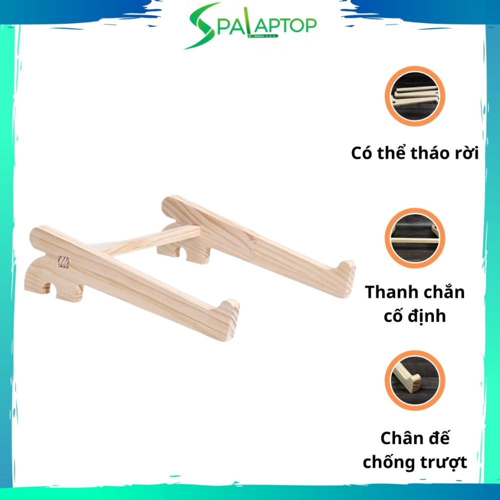 Super sturdy 1-tier natural wood Laptop stand with fixed latch bar ...