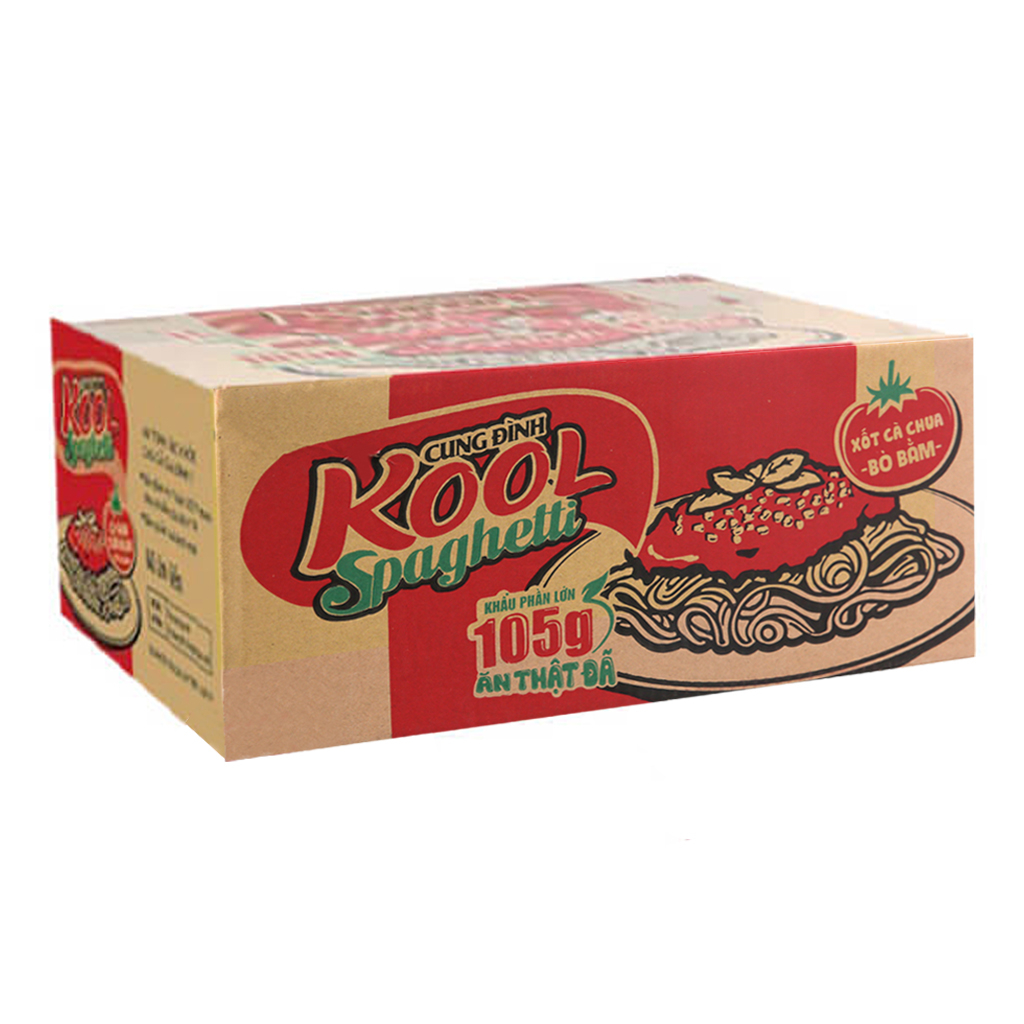 Box of 12 bowls of Royal Kool Spaghetti mixed noodles 105g (with minced ...