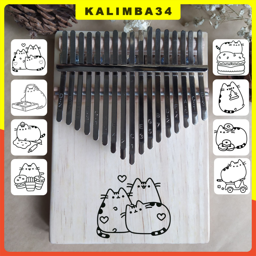 17-key Kalimba engraved with cute cat image KL34, basic cat Kalimba for ...