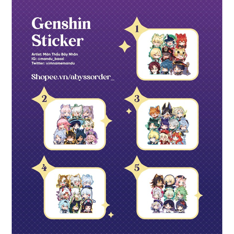 [READ Description CAREFULLY] genshin chibi STICKER PACK- genshin impact ...