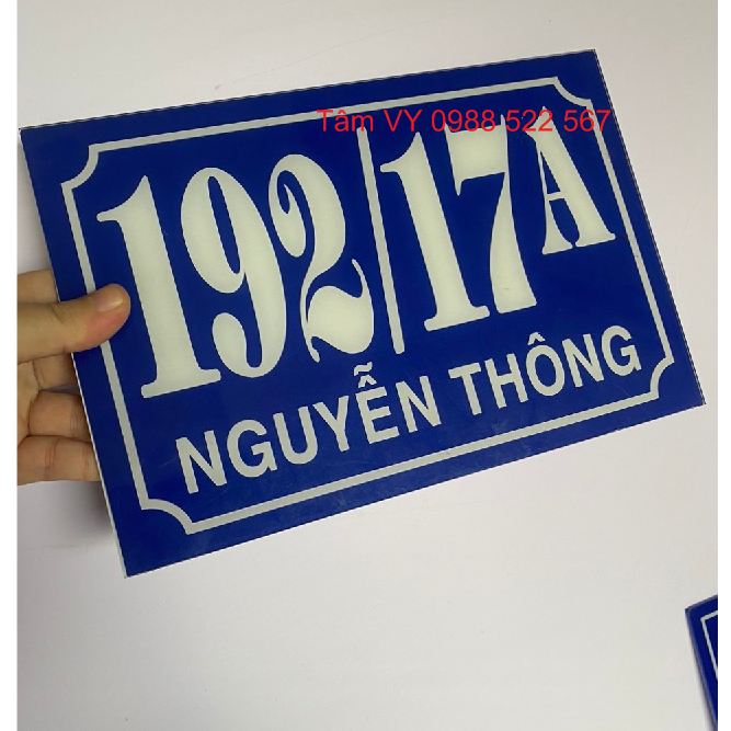 Blue and white mica house number, mica sign board, free glue and screws ...