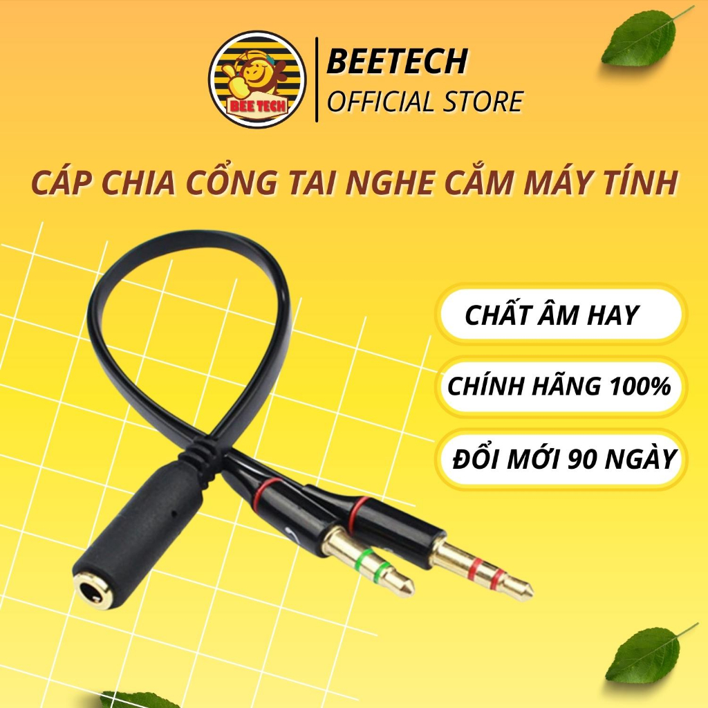 Port splits 3.5mm headphone pin into headphone pin and computer mic ...