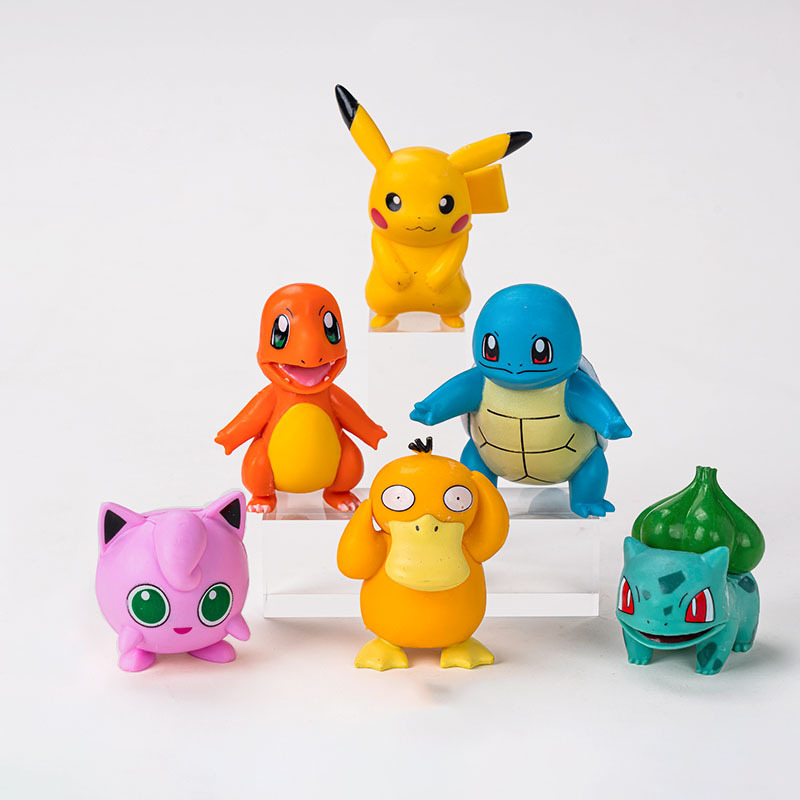 Pokemon Character Model, Set of 6 Super Funny, Cute Pikachu Chibi ...