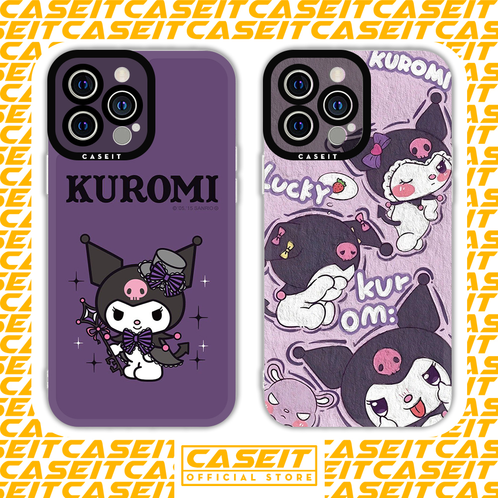 Caseit Kuromi cute square edge iphone case with aesthetic purple ...