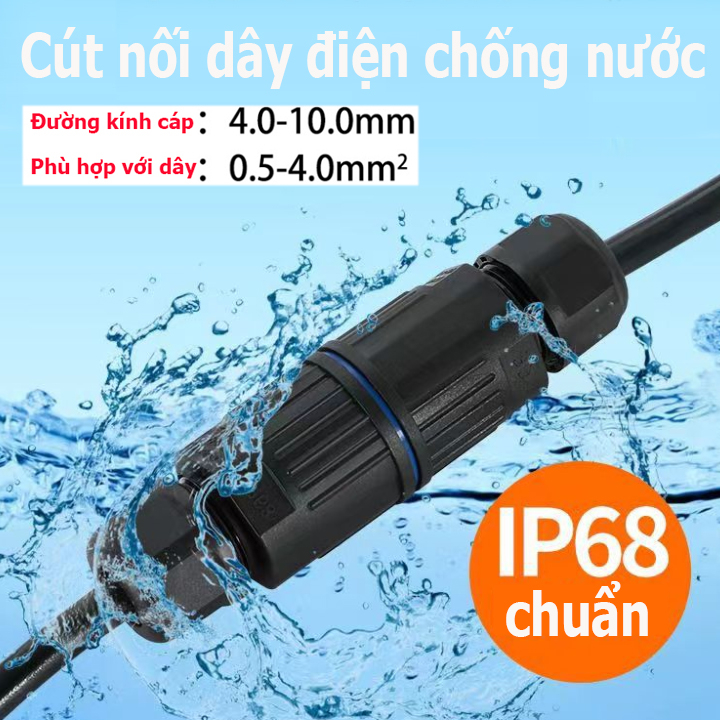 Ip68 CDF M3 2P waterproof electrical wire connector, 4-10mm cable, wire ...