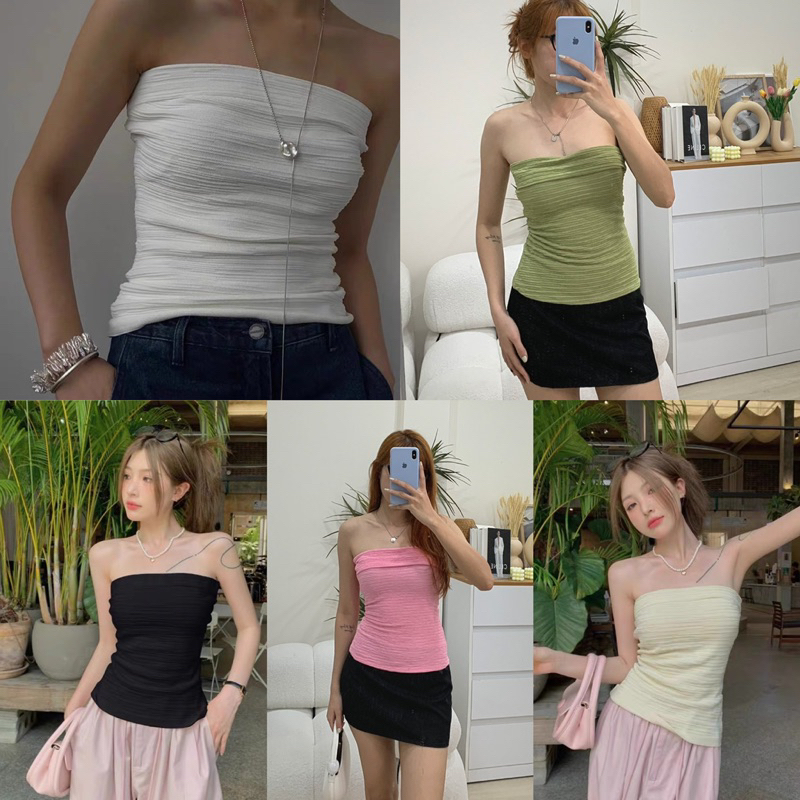 Tube top - V1 strapless top made of elastic foam. THICK 2-LAYER SEWING ...