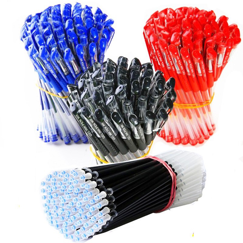 Set of 100 office ballpoint pens, even-toned, bold ink material ...