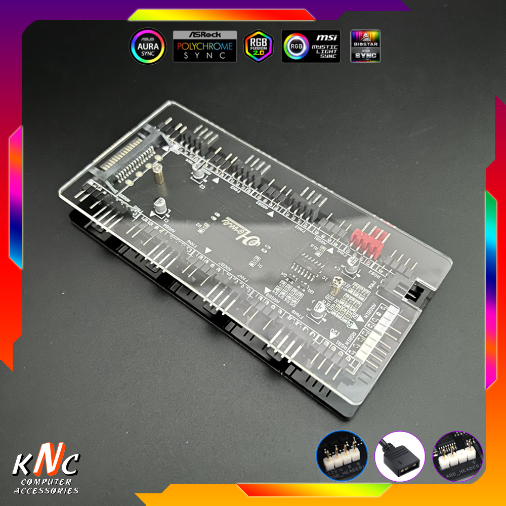 Hub Set Converts 12v RGB Led Signal to 5v ARGB PWM Power Supply for 8 ...