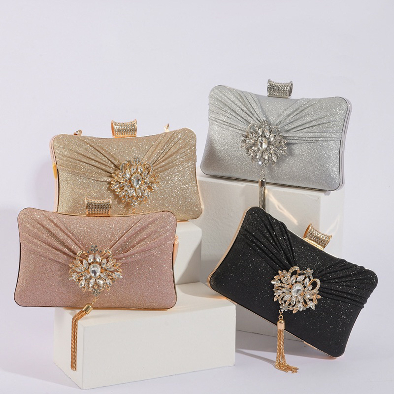 Simple women's party purse with sparkling kimsa and super pretty tassel ...