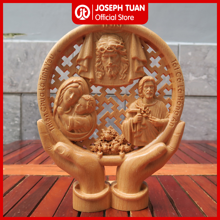 Wooden tabletop statue of Jesus - Mary - Saint Joseph (Jesus Christ ...