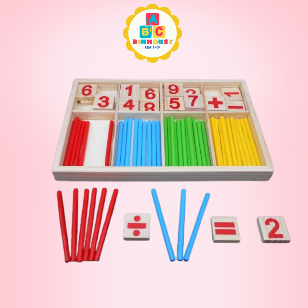 Wooden math stick set for children to learn and count, smart early ...
