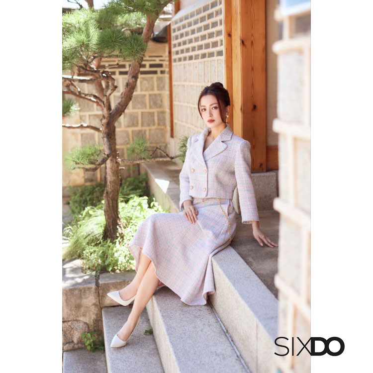 Sixdo Tweed Skirt (Light Pink Gored Midi Tweed Skirt) | Shopee Philippines