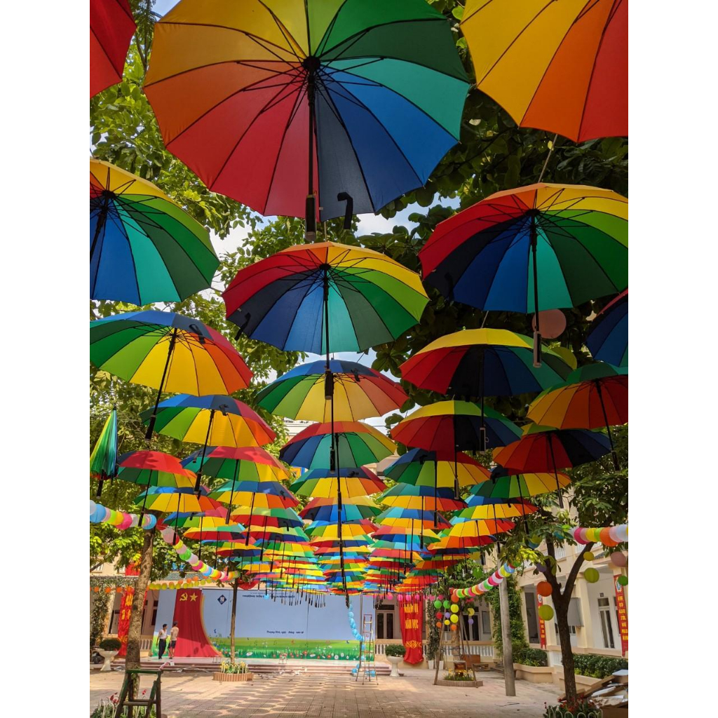 Combo 2C 7-COLOR RAINBOW UMBRELLA, MULTI-COLOR DECORATIVE UMBRELLA, 7 ...