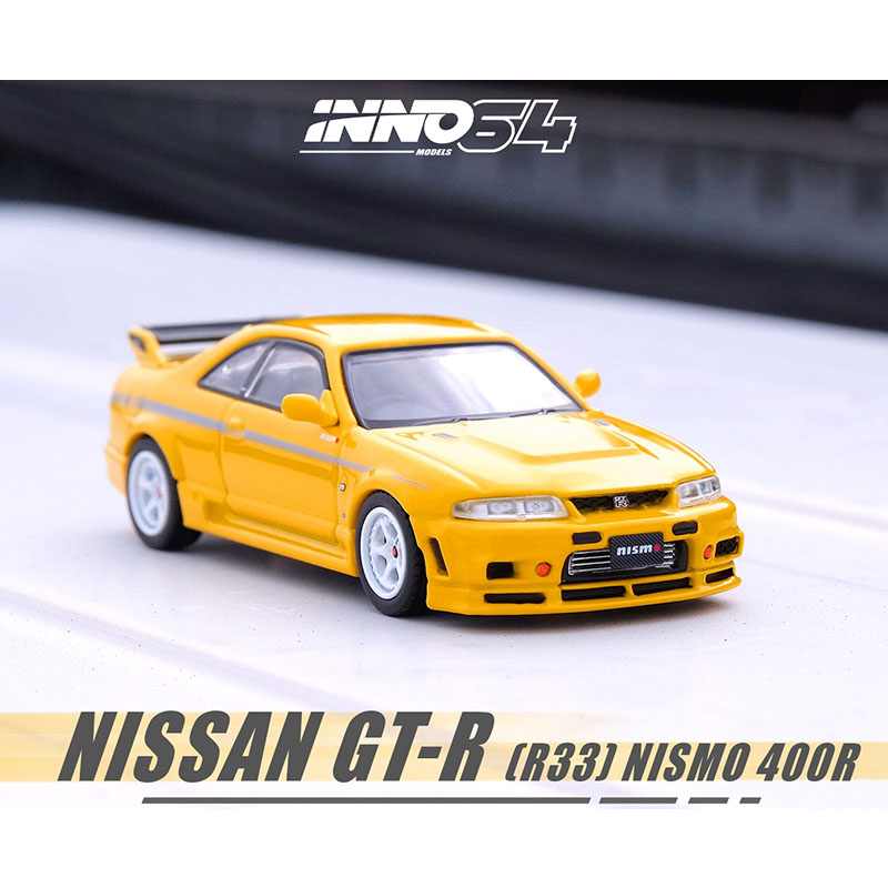 (Premium rubber wheels) INNO64 model car 1:64 Nissan Skyline R33 GT-R Nismo 400R Yellow (new ...