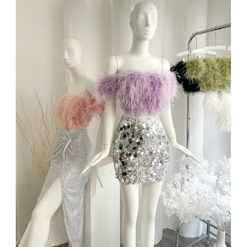 Off-the-shoulder fur coat - real model photo worn on the back, newly ...