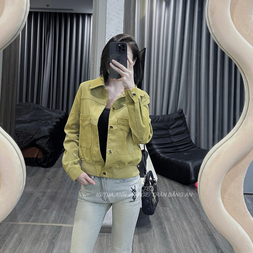 Thessei Jacket women's leather shirt with dynamic personality style in Lemon Yellow k102 ...