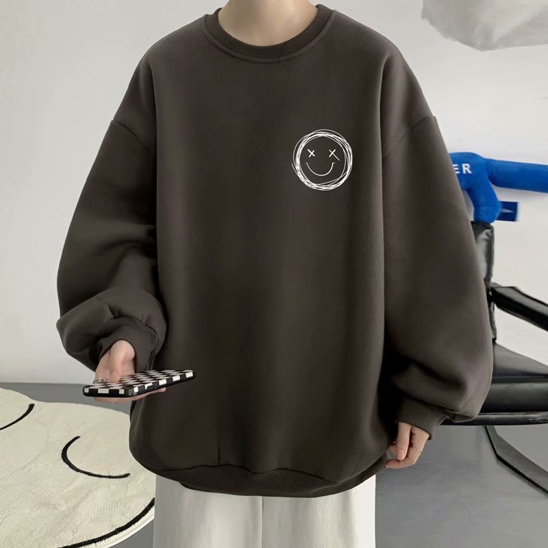 Men's and women's sweatshirts, Korean style Unisex Loose Smiley Face ...