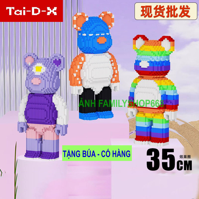 Taidx 35cm bearbrick puzzle bear brick large 3d nano model assembly ...