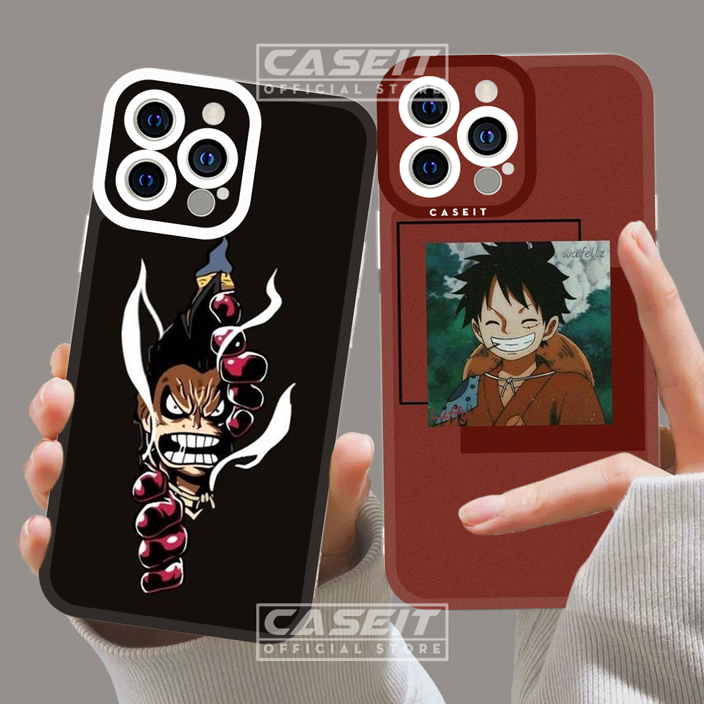 Caseit Luffy One Piece square edge iphone case with aesthetic red and ...
