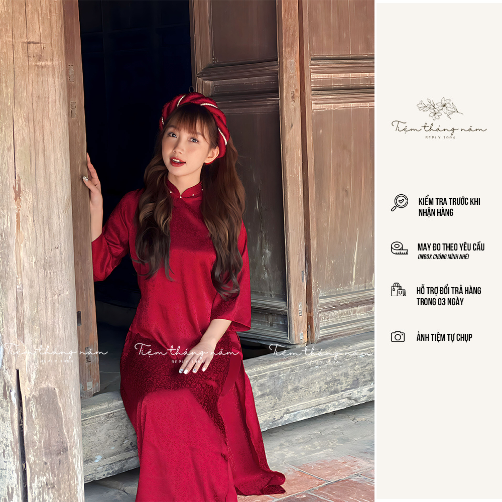 Ao Dai Brocade Thach Thao - Red | Shopee Philippines
