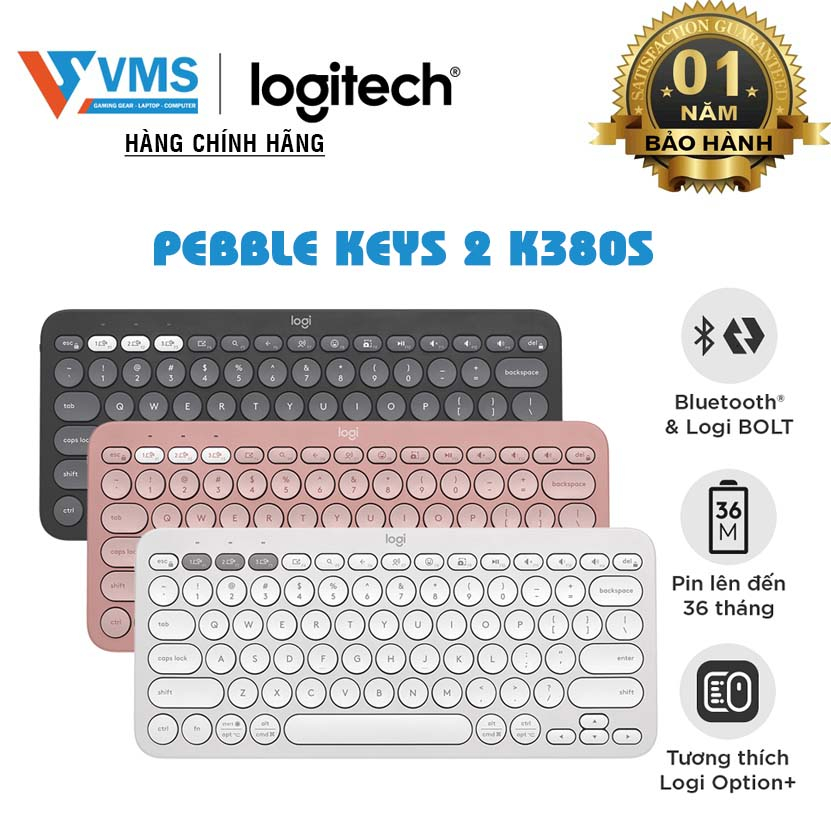 Logitech K380s Pebble 2 Bluetooth Keyboard - Multi-Device, Custom ...