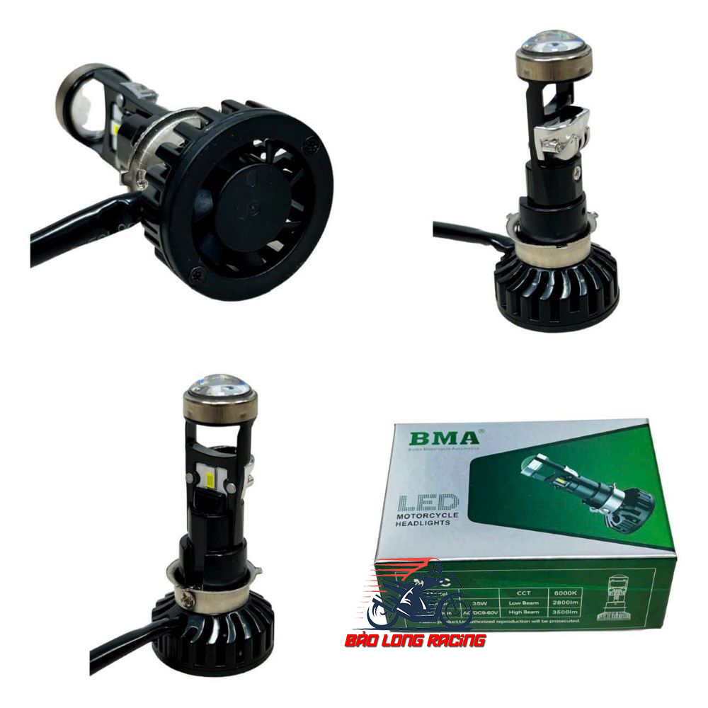 BMA R02 Super Bright Bi-Spherical Led Light with M5 H4 H16 35w base can ...