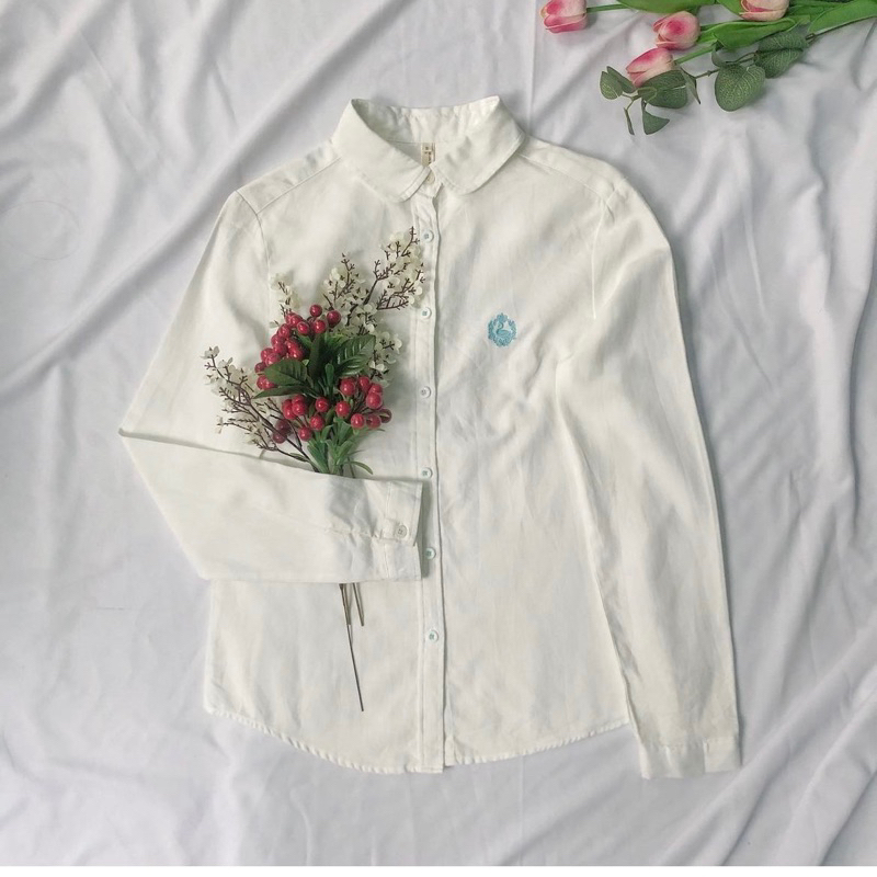 White cotton uniform Shirt, Lotus Neck uniform Shirt | Shopee Philippines