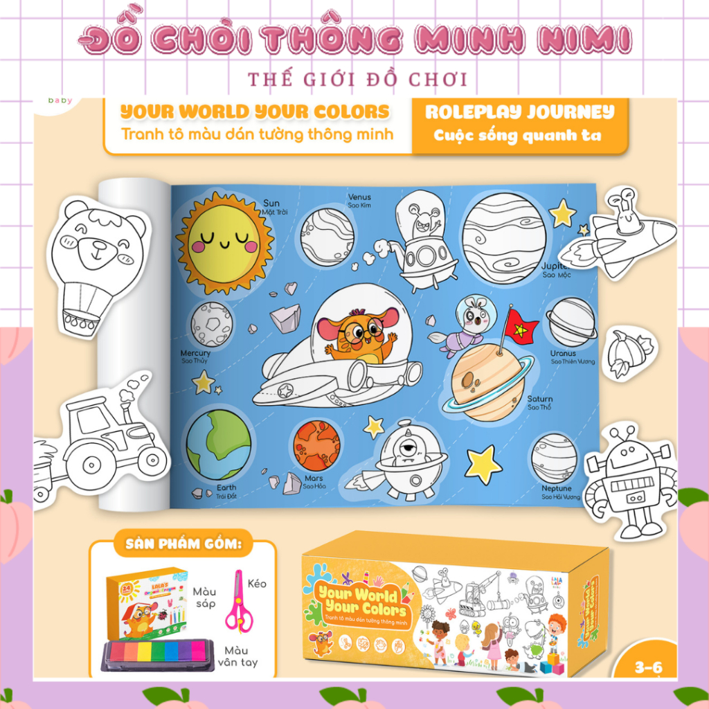 3m Wall Stickers Coloring Painting With Many Themes With Color Box To ...