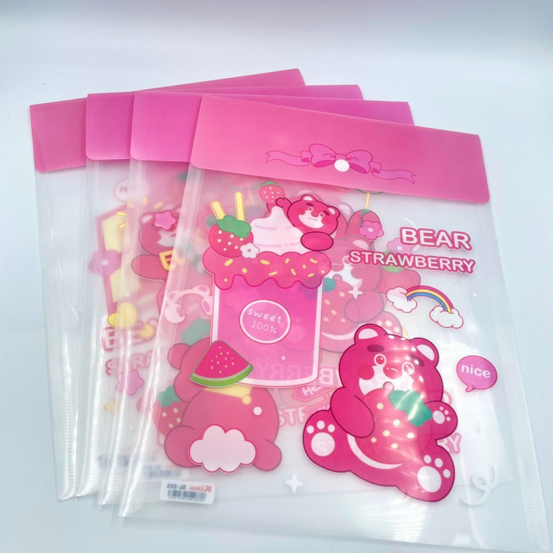 A4 vertical button cover - cute LOTSO Strawberry Bear image | Shopee ...