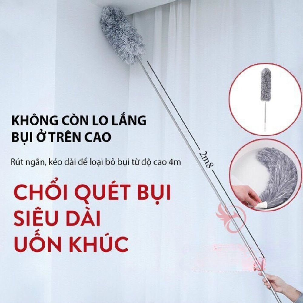 Foldable ceiling dusting broom that rotates 360 degrees with long ...