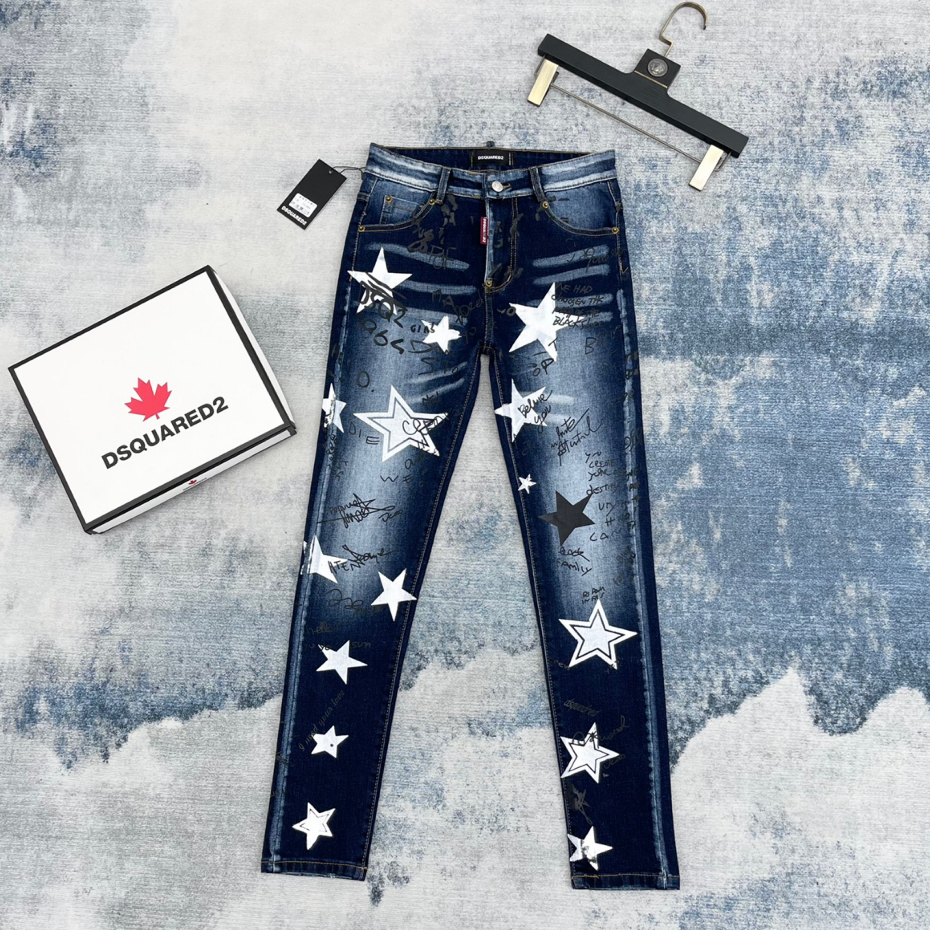A04 Super Beautiful Signature Star Printed Men's DSQ Jeans - DSQ Men ...