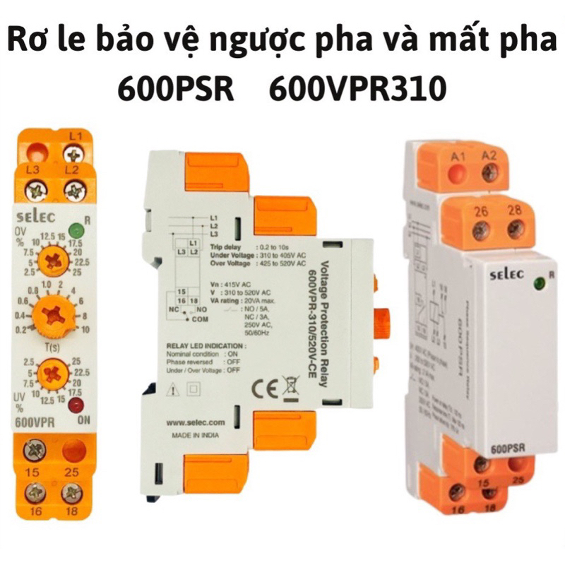 Phase reverse and phase loss protection relay 600PSR280 / 520 SELEC ...