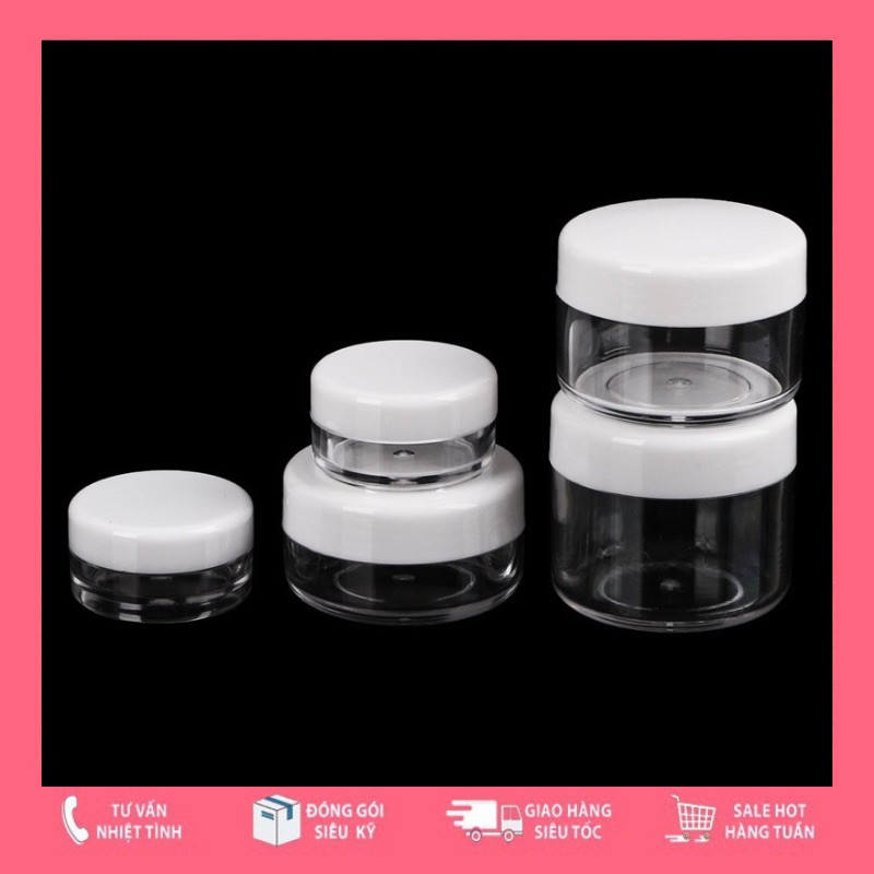 2g 3g 5g 10g 15g 20g Plastic Jar with White Lid Clear Cosmetic Jar for ...