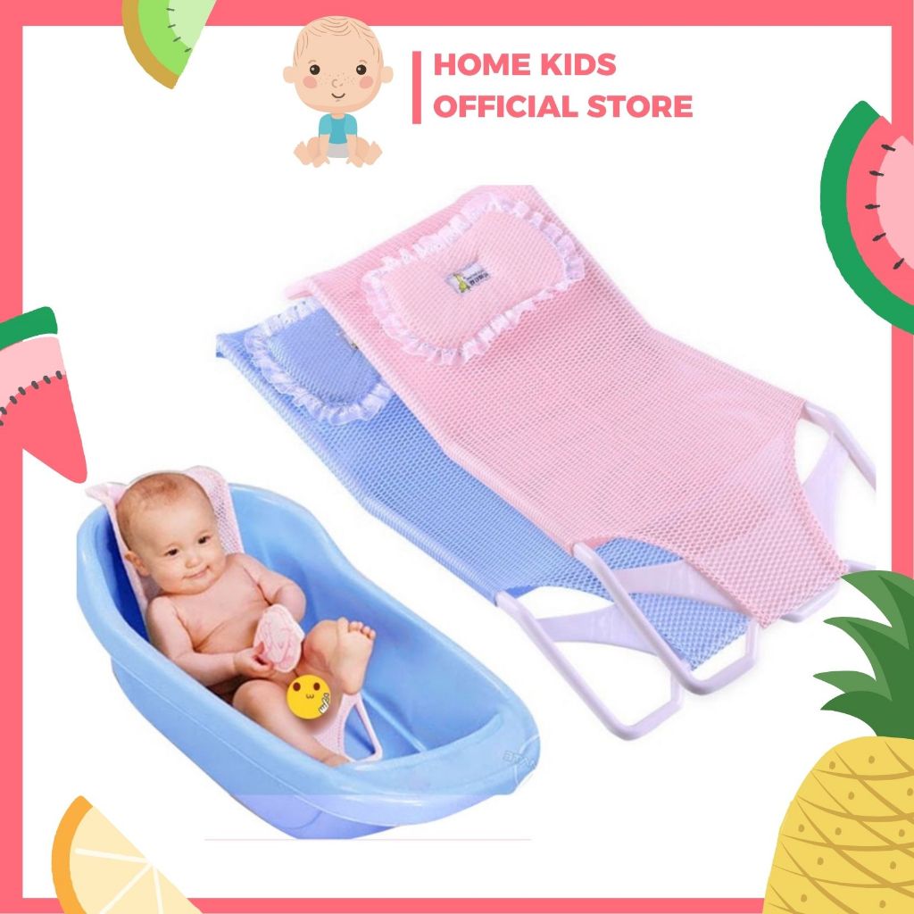 Mesh bath bed with pillow for babies, mesh bath chair with hard plastic ...
