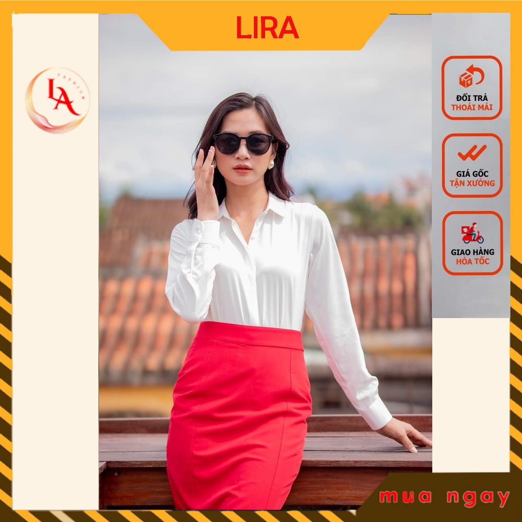 Lira women's silk shirt, white office shirt, code LUA09, long sleeves, cool, wrinkle-free fabric ...