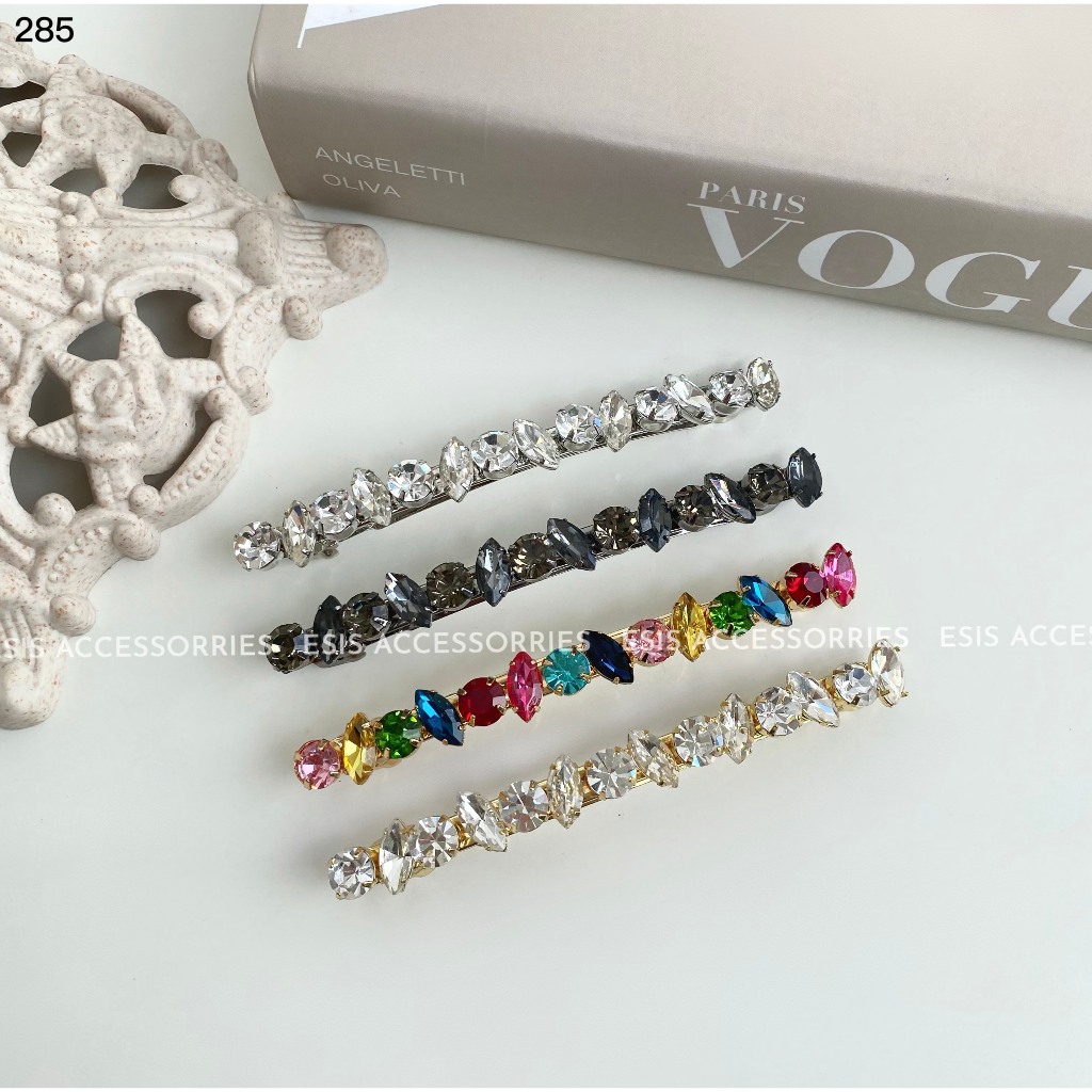[KEP285] WOMEN'S HAIR CLIP WITH HIGH QUALITY HORIZONTAL COLOR STONE ...