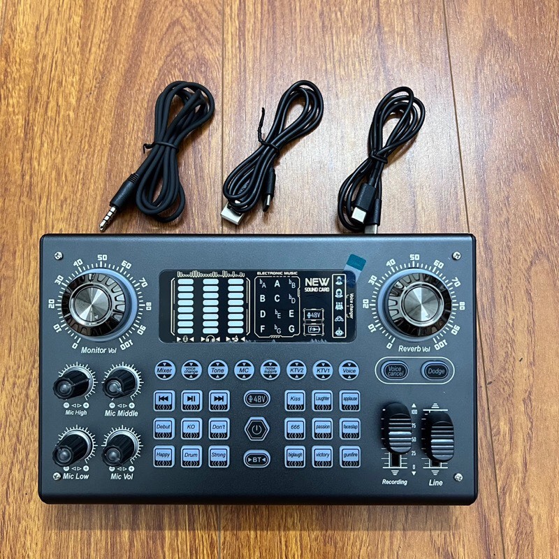 Sound card C100 can plug in 48v and 5v mic, built-in battery for modes ...